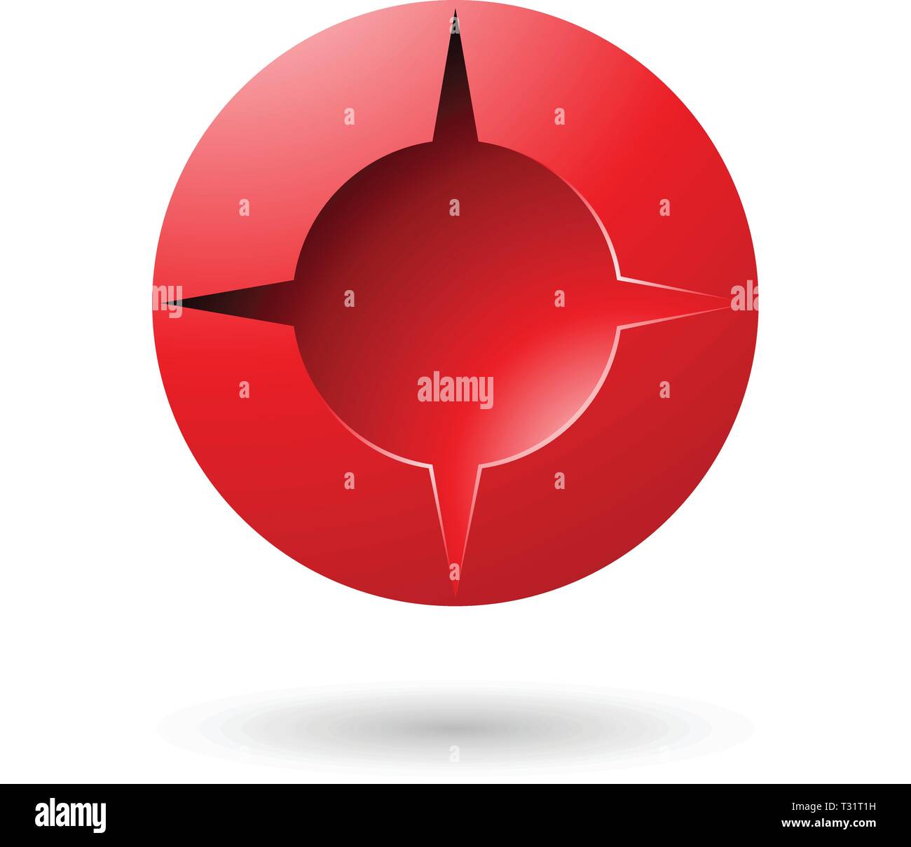 Vector Illustration of Red and Bold Shaded Round Icon isolated on a ...