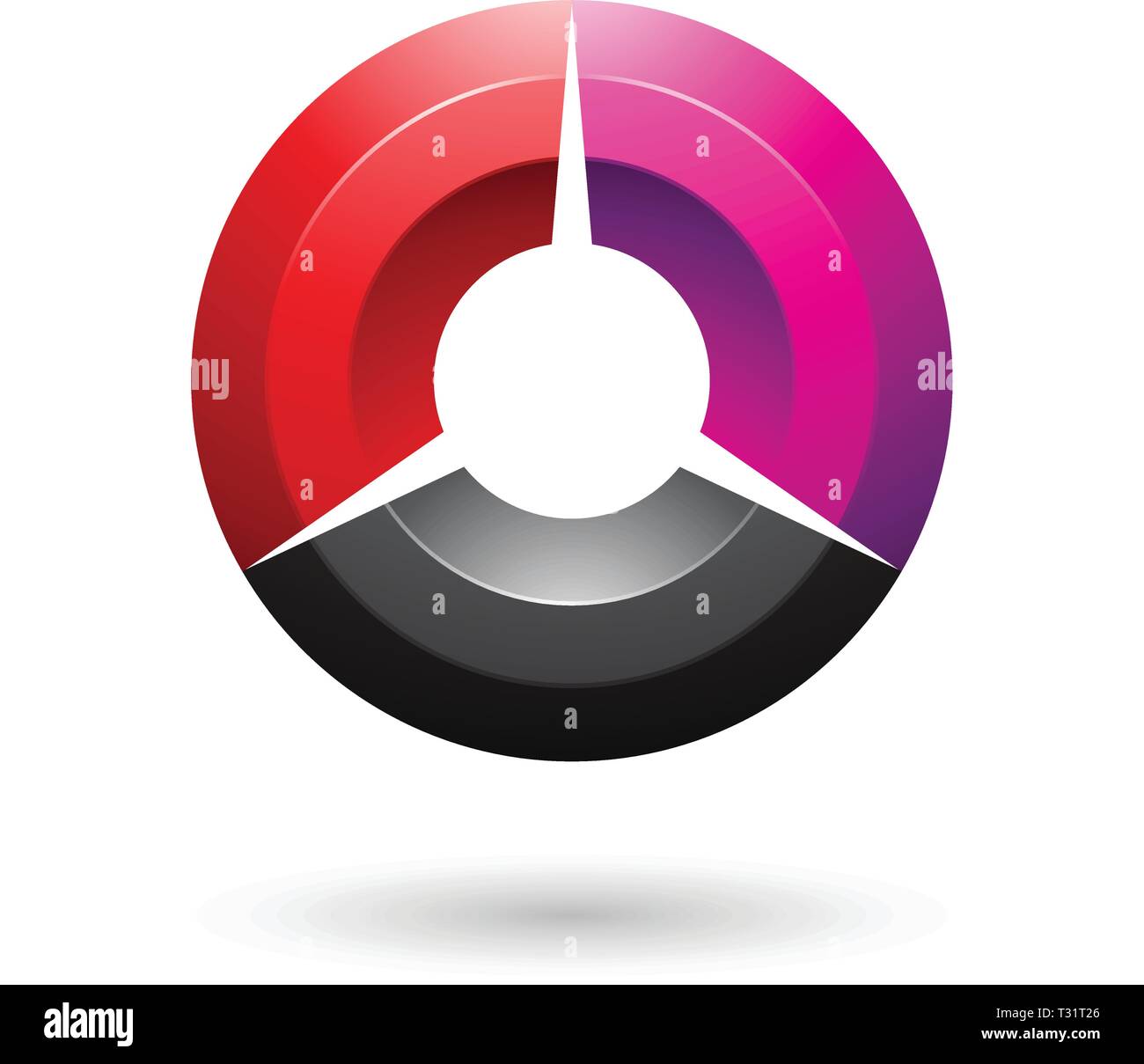 Vector Illustration of Red and Magenta Glossy Shaded Circle isolated on ...