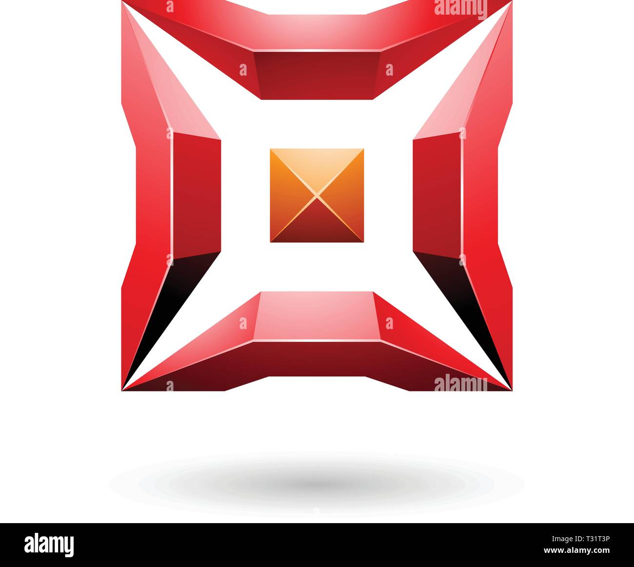 Vector Illustration of Red and Orange Square with 3d Glossy Pieces ...