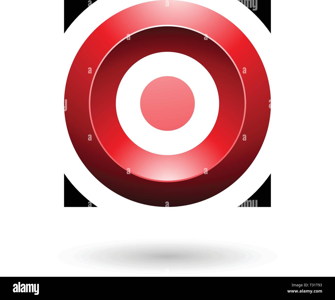 Vector Illustration of Red Glossy Circle in a Square isolated on a ...
