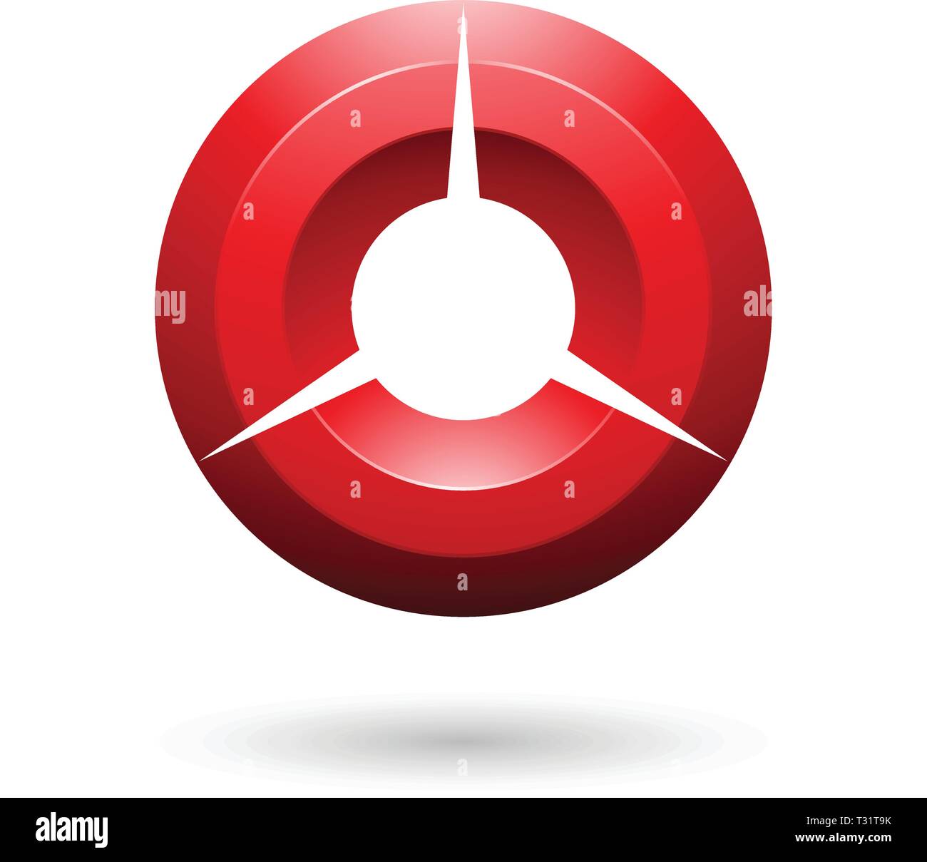 Vector Illustration of Red Glossy Shaded Circle isolated on a white ...