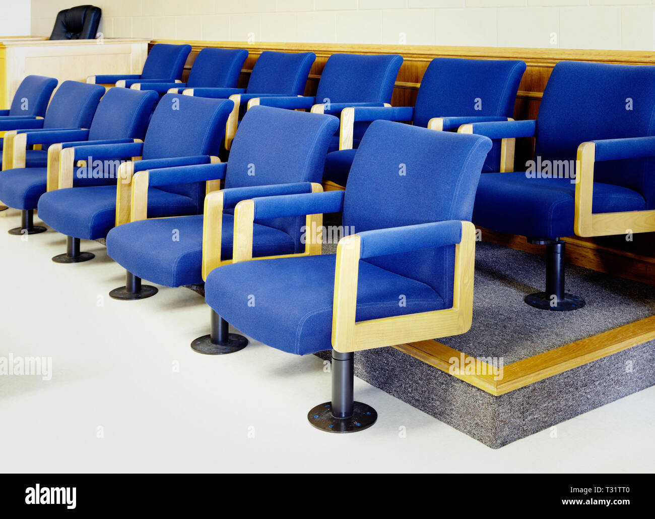 Blue Jury Seats Stock Photo - Alamy