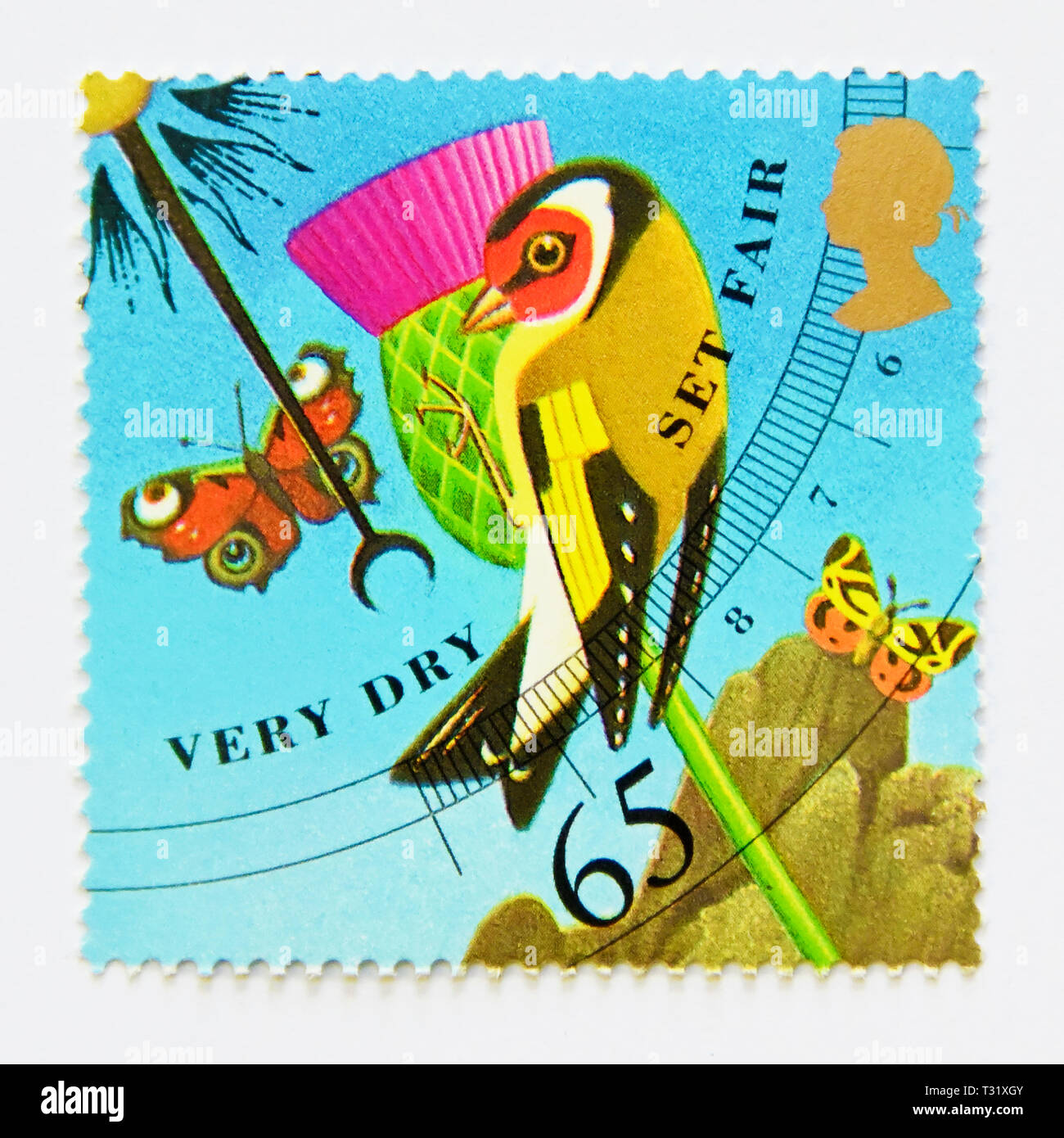 Postage stamp. Great Britain. Queen Elizabeth II. 65p stamp from 2001 ...