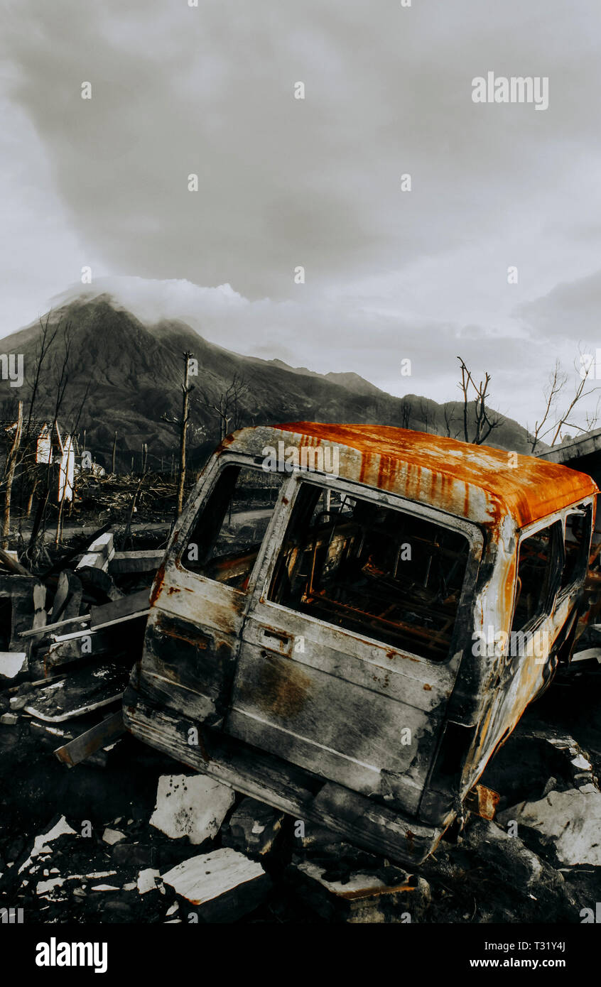 this is when merapi volcano eruption on 2010, in jogjakarta indonesia ...