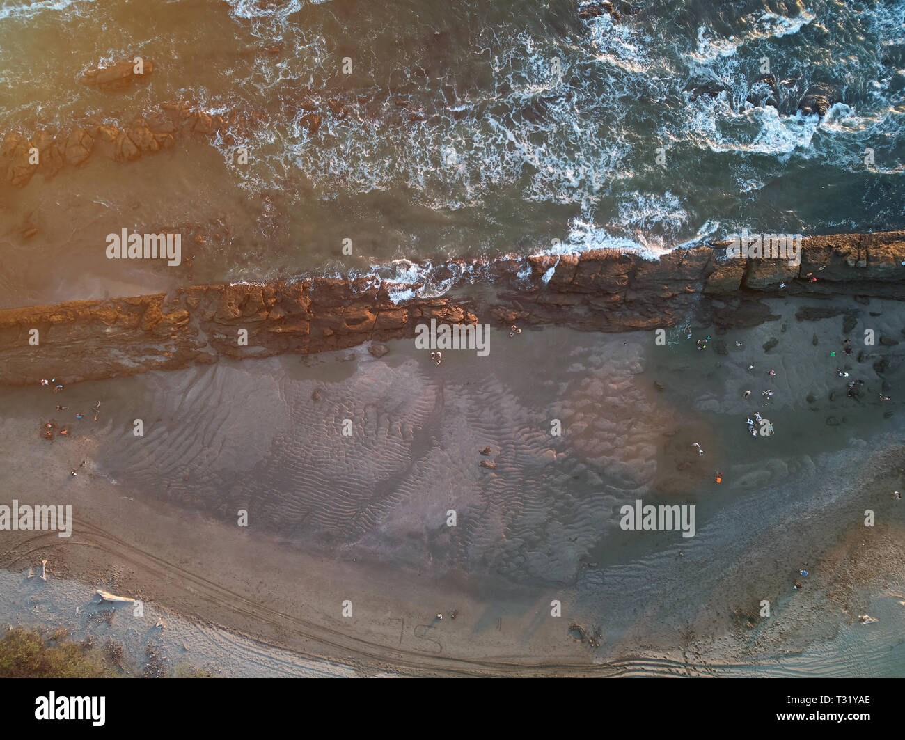 Aerial drone view sunset beach hi-res stock photography and images - Alamy