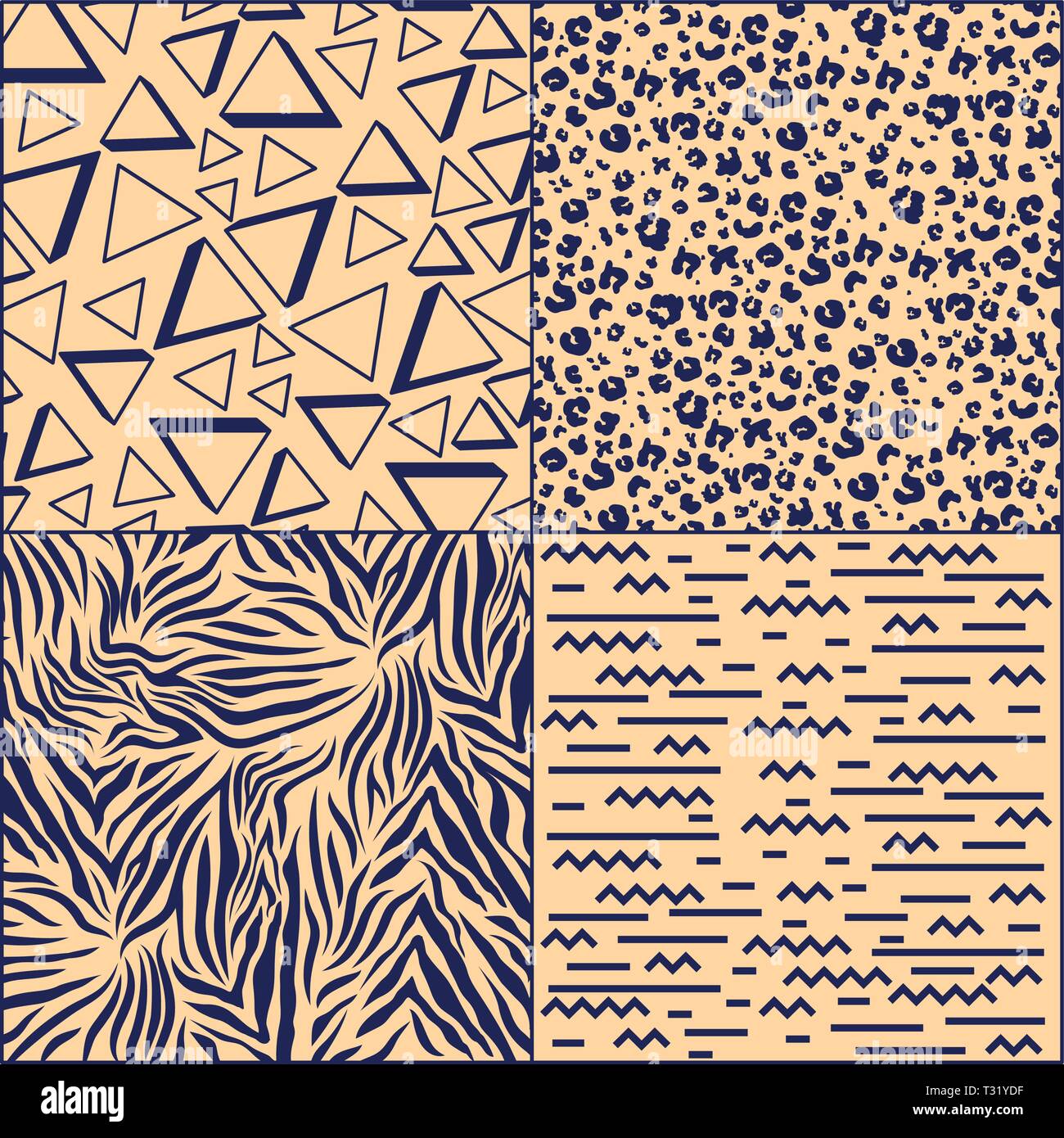 geometric figures lines and animal print patterns Stock Vector Image ...