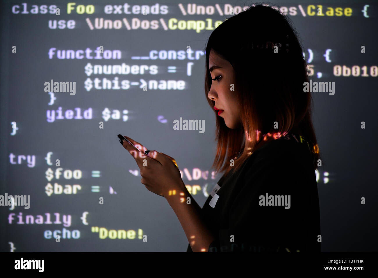 Human addicted to smartphone technology | High school girl immersed to ...