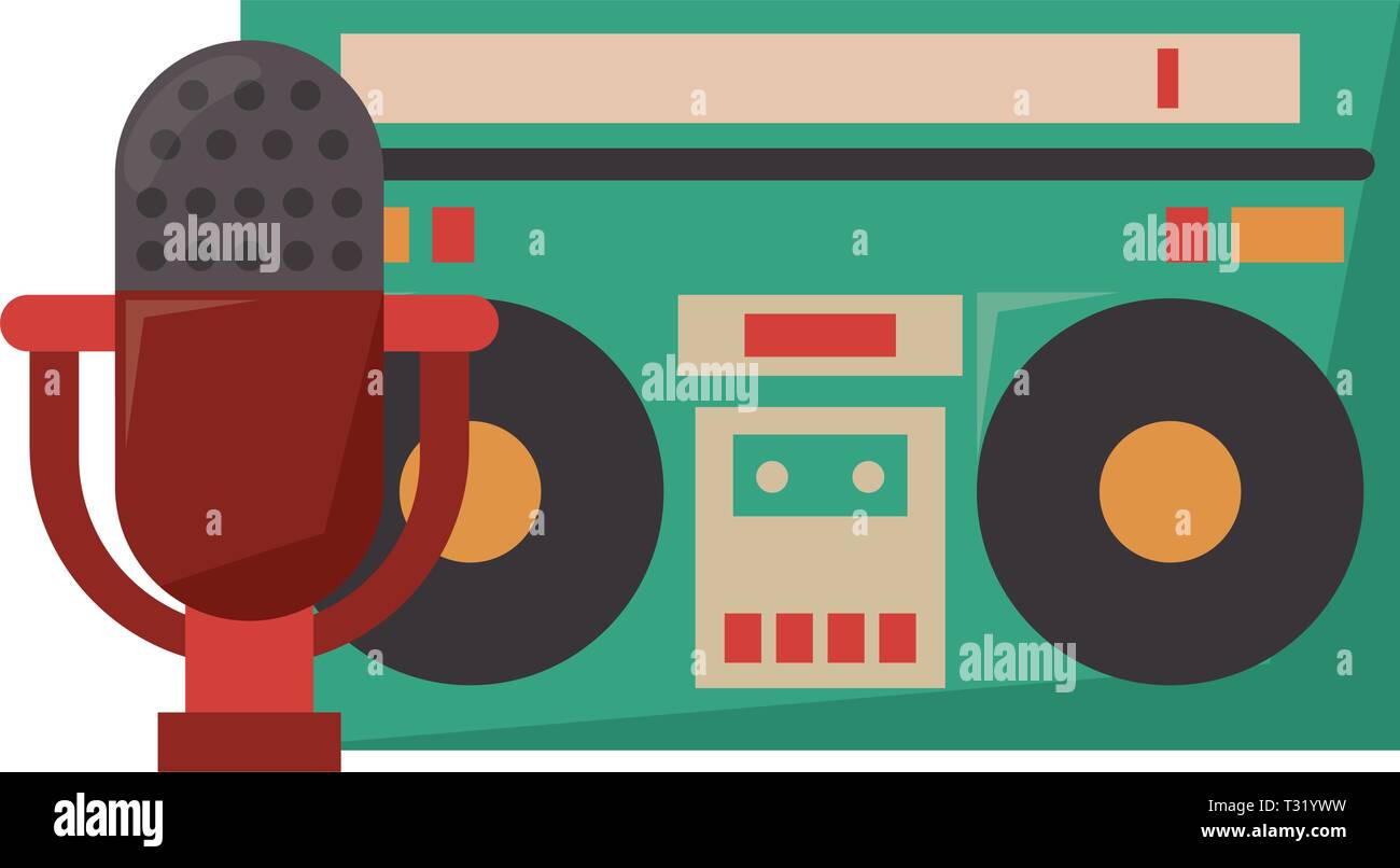 vintageo old radio stereo with microphone Stock Vector Image & Art - Alamy