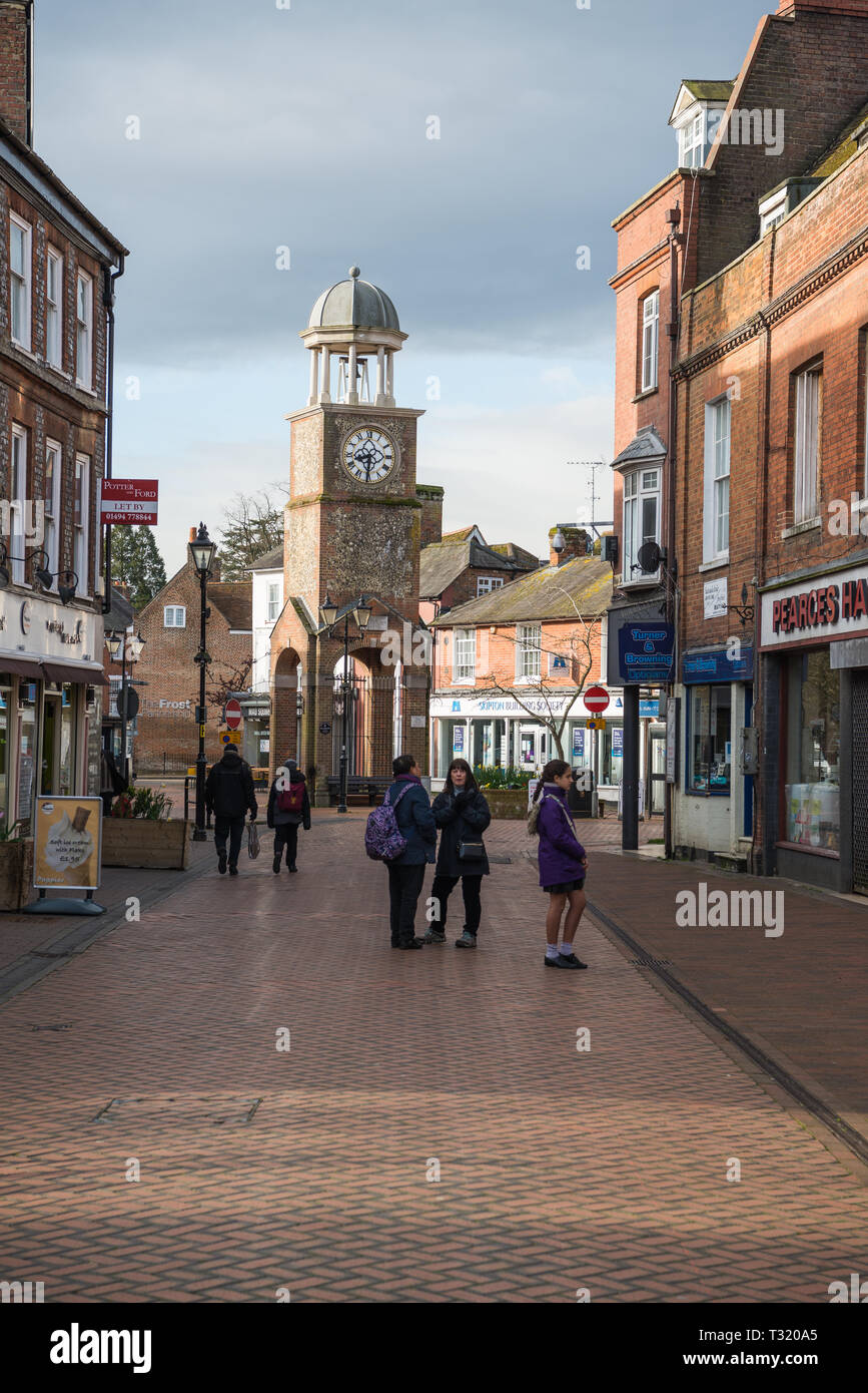 The clock tower in Market Square, Chesham, Buckinghamshire, England, UK ...