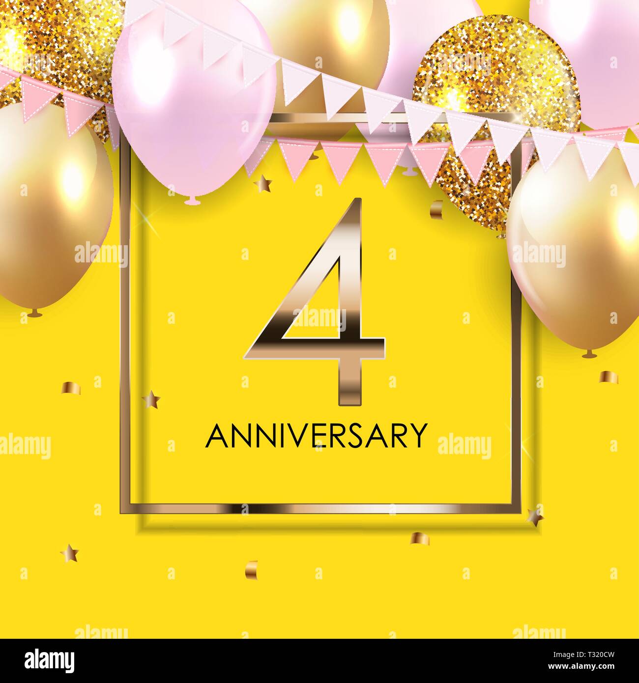 Template 4 Years Anniversary Background with Balloons Vector ...