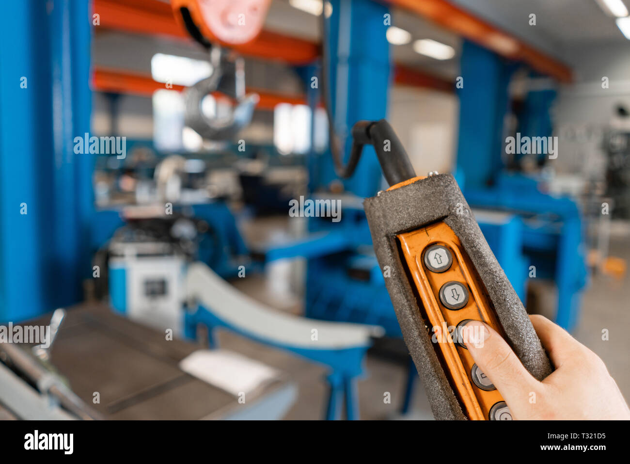 Crane hook. The system of pulleys and ropes, a hanging mechanism in the ...