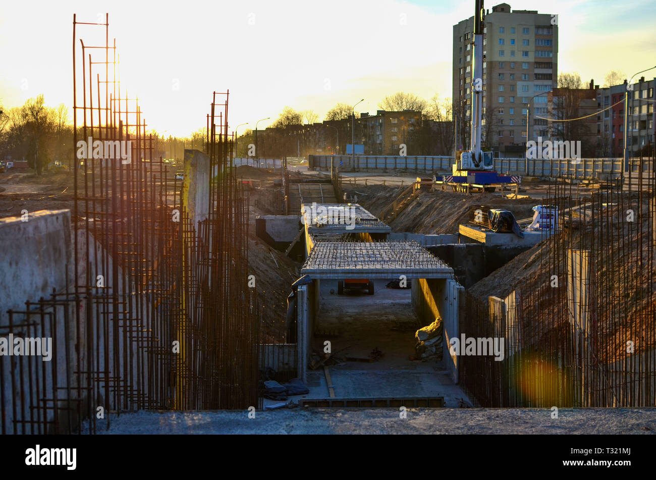 Concrete formwork in the pit in the construction of an underground ...
