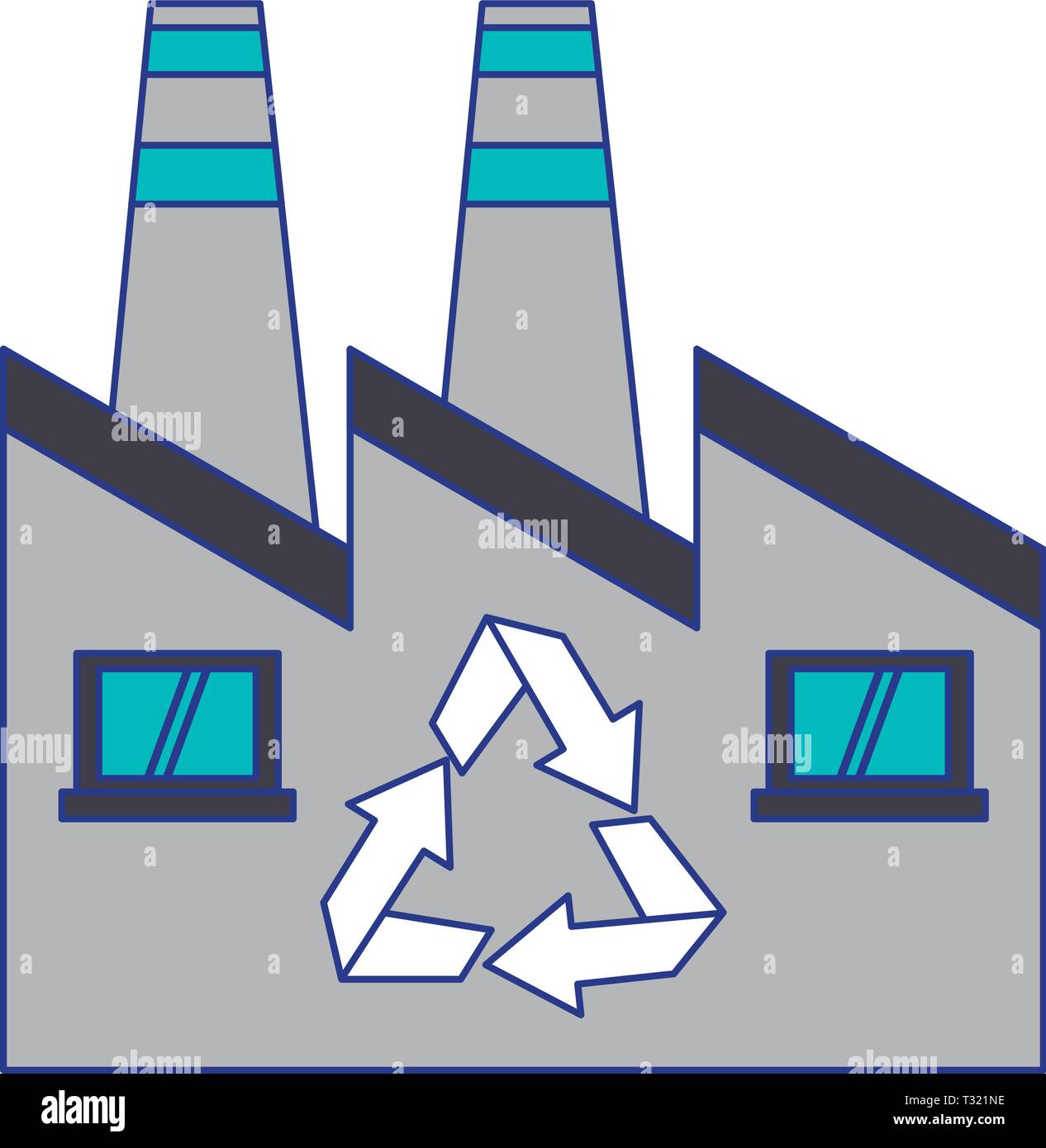 Factory green energy recycle symbol blue lines Stock Vector Image & Art ...