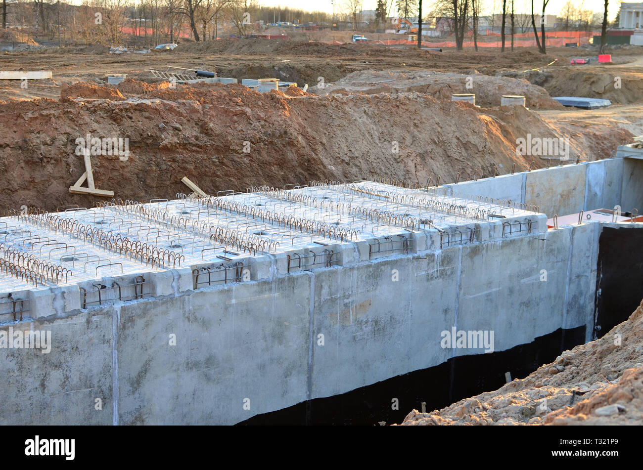 Concrete formwork in the pit in the construction of an underground ...