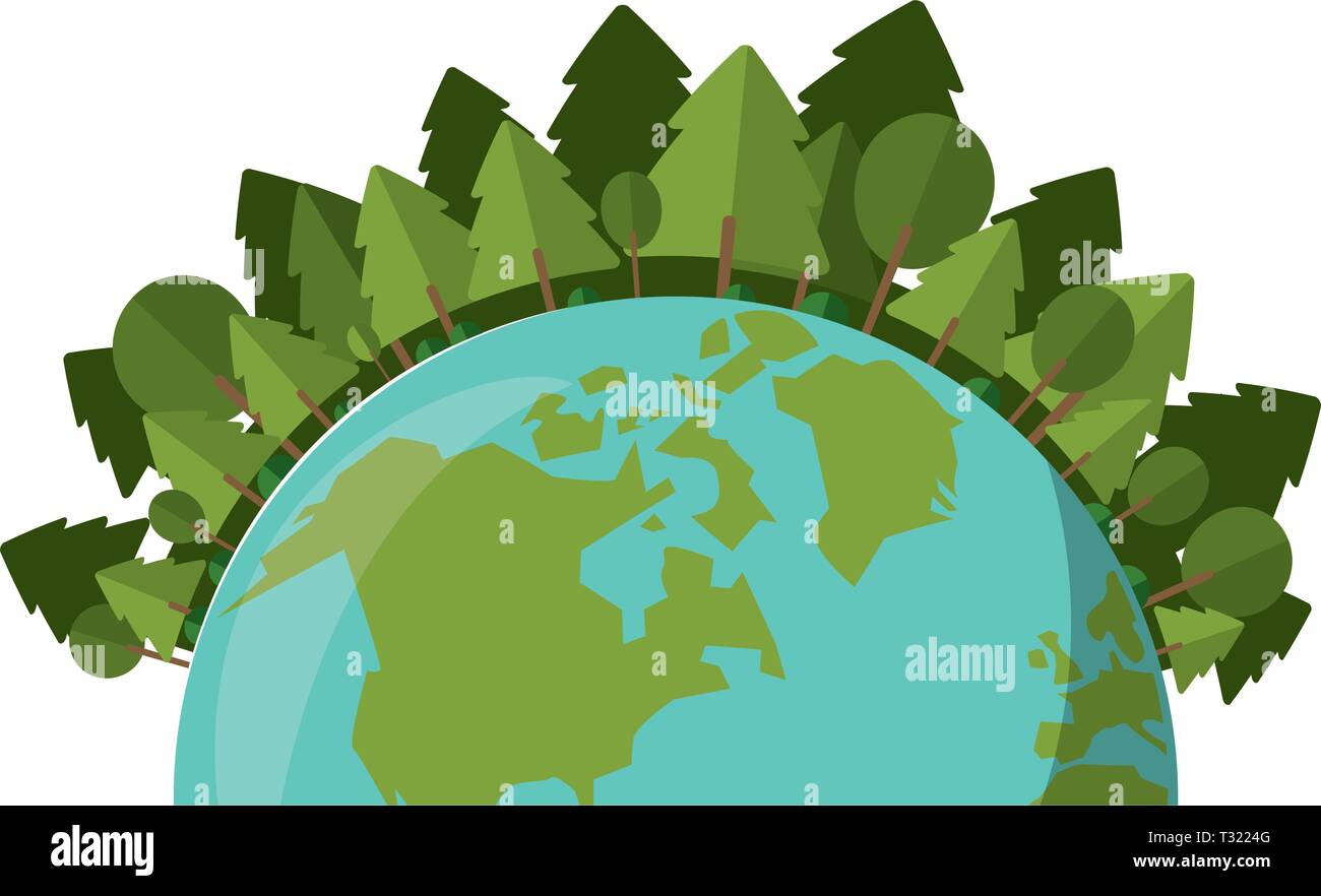 World with trees forest cartoon Stock Vector Image & Art - Alamy