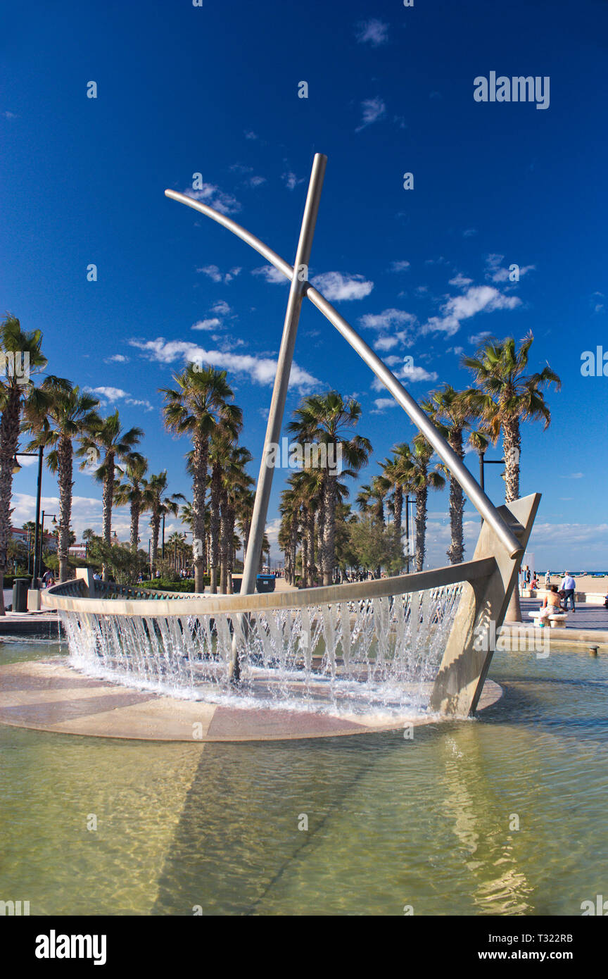 Statue in the form of a water boat that reminds of a typical Latin ...