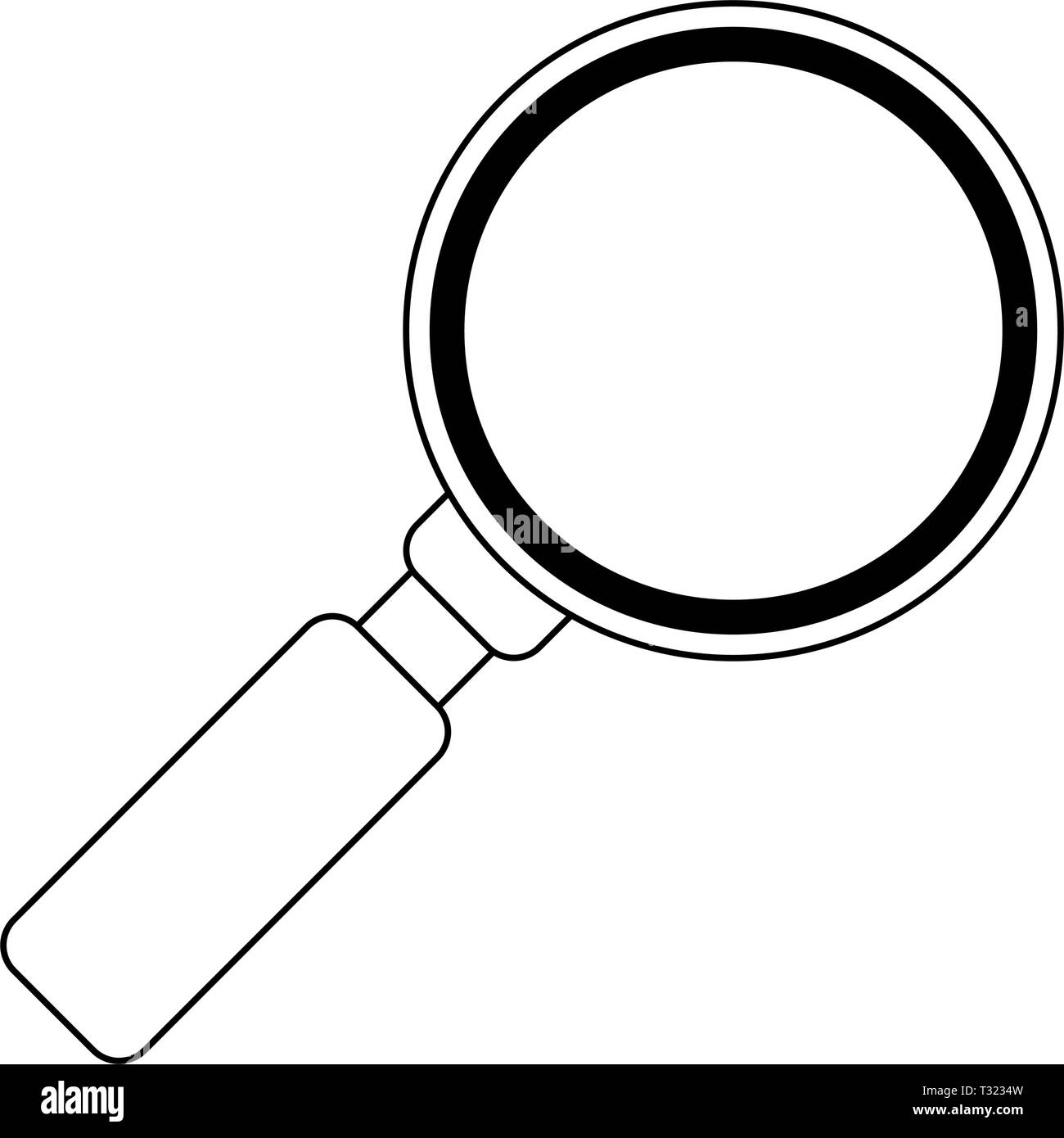 Magnifying glass symbol isolated in black and white Stock Vector Image ...