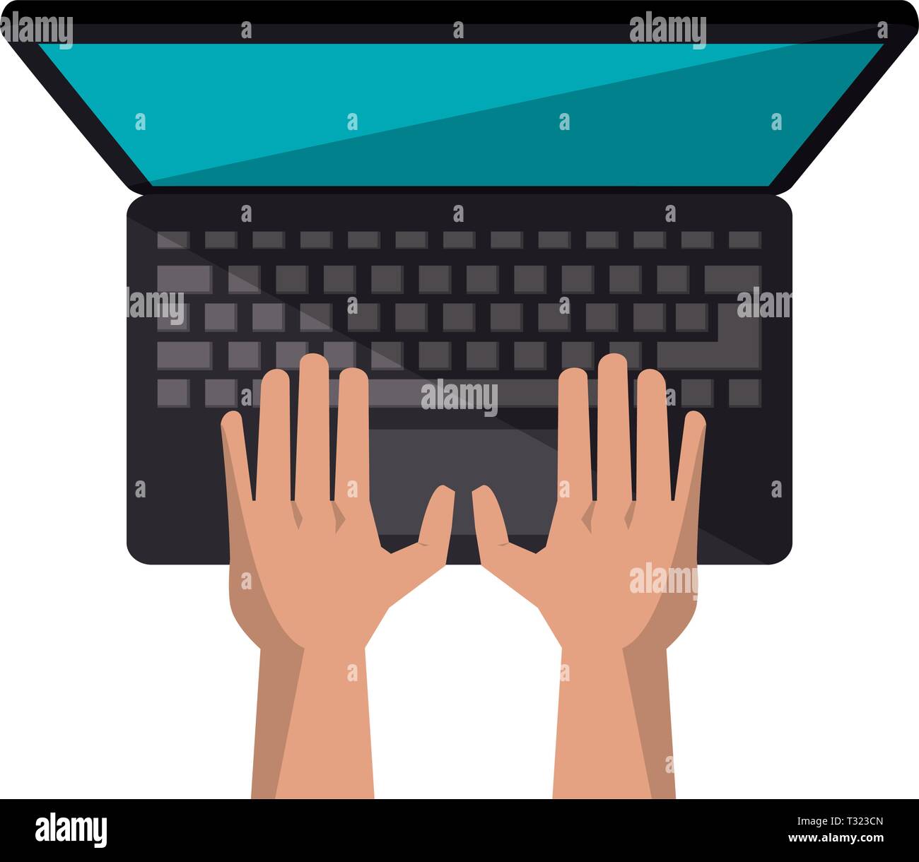 hands using laptop computer cartoon Stock Vector Image & Art - Alamy