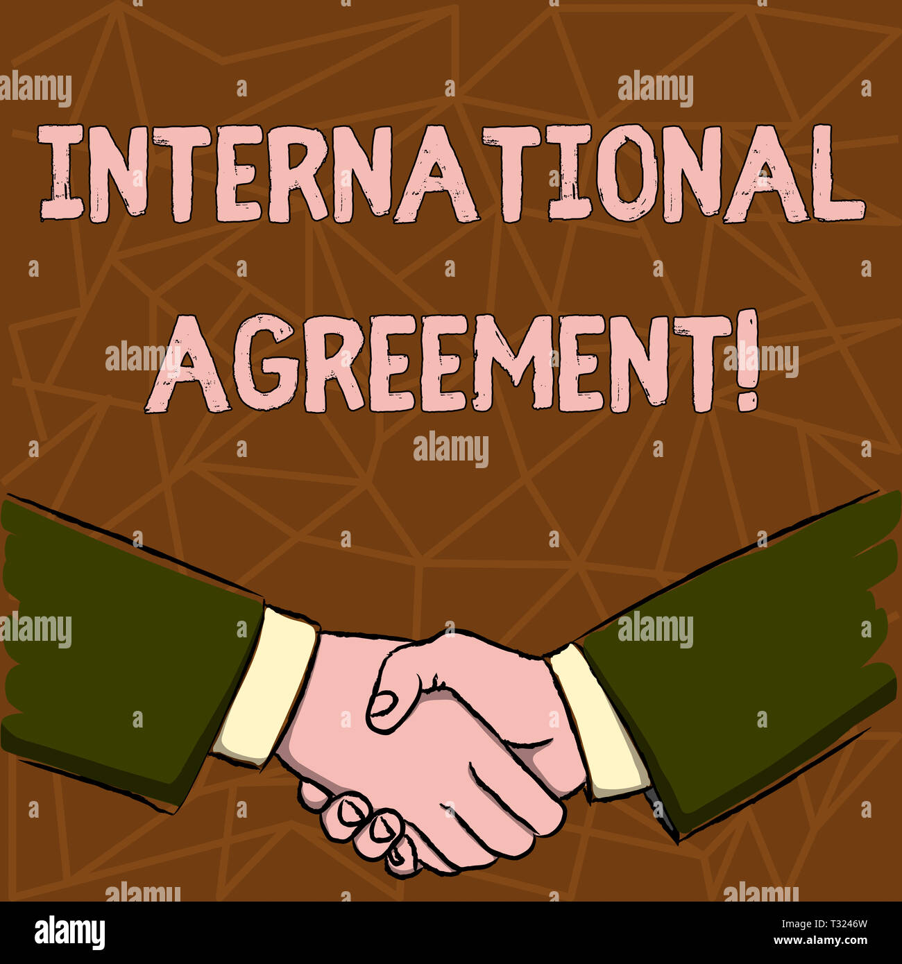 Text sign showing International Agreement. Business photo text document ...
