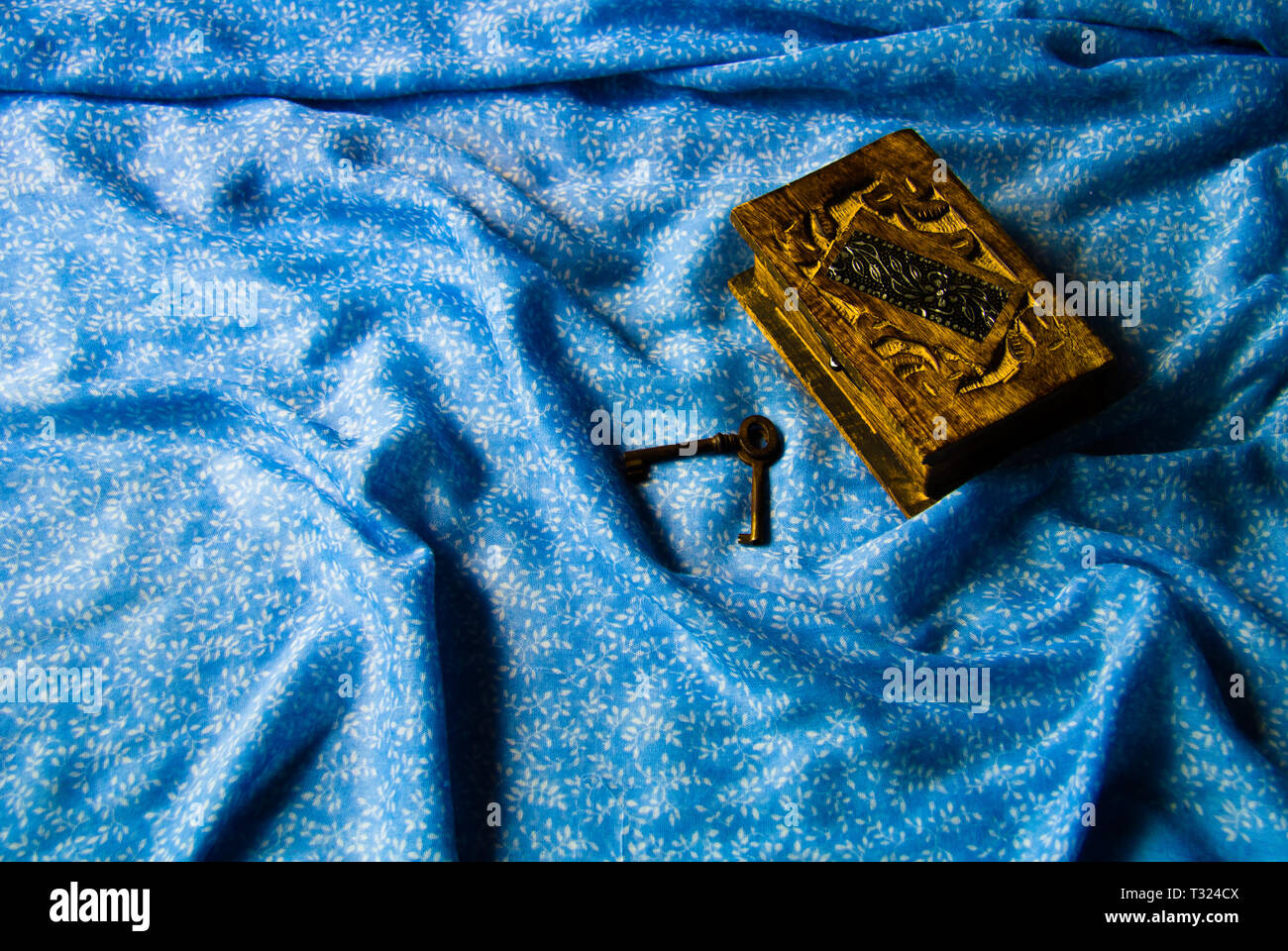 Wooden chest, decorated with antique keys Stock Photo - Alamy