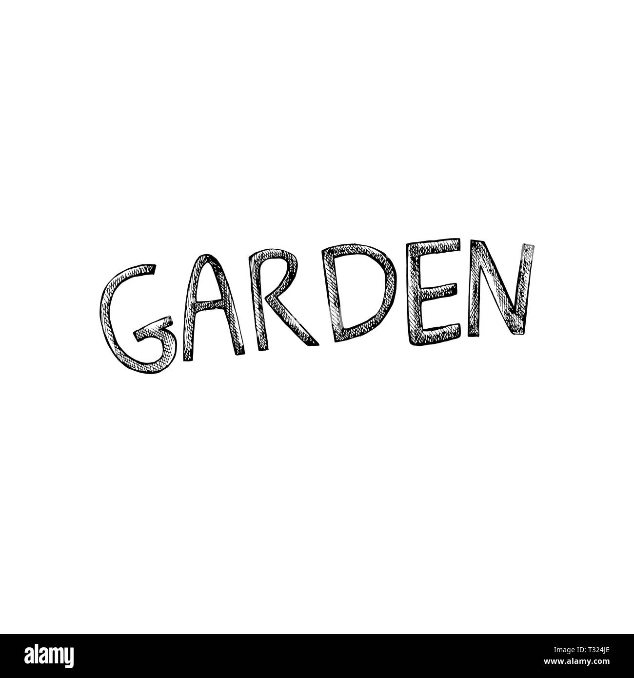 Word- Garden. Grafic illustration of garden theme. Isolated on white ...