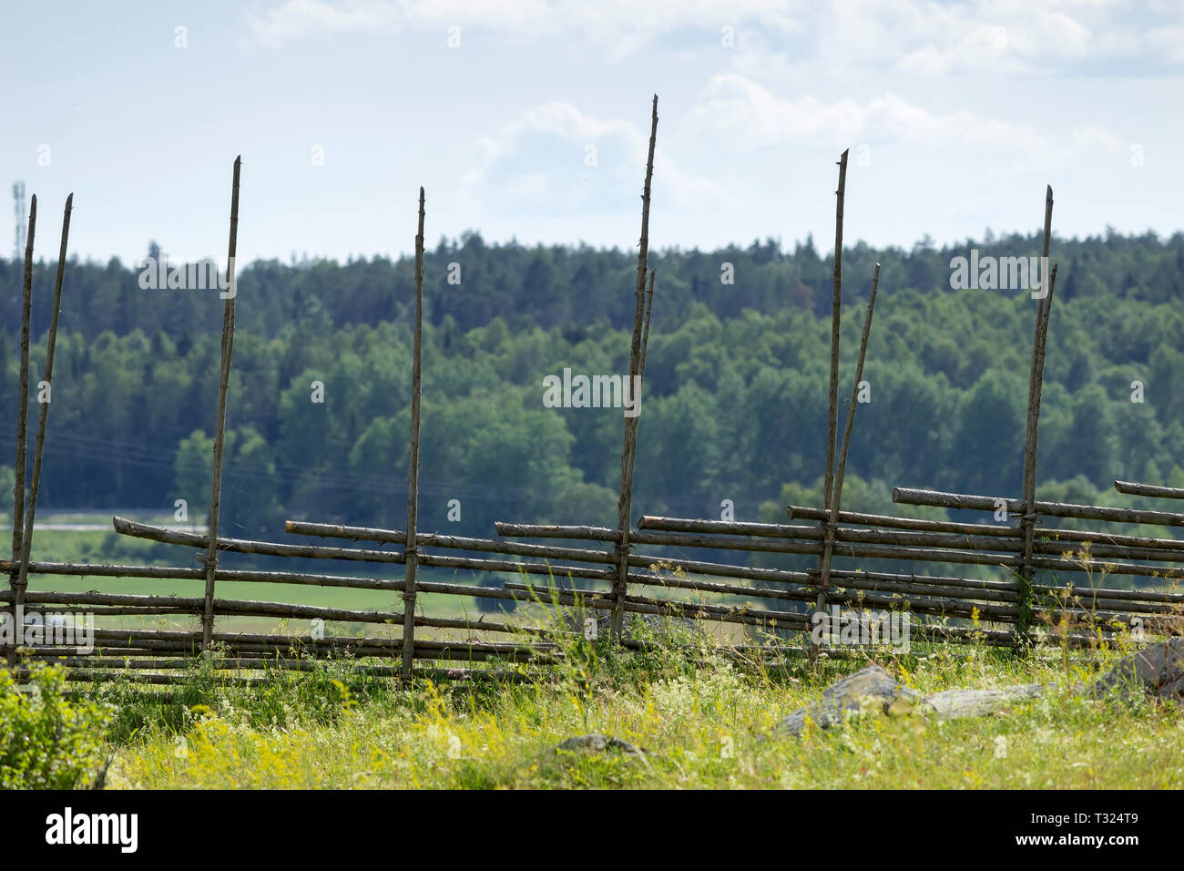 Swedish wooden traditional mediaval fencing palisade handmade ...