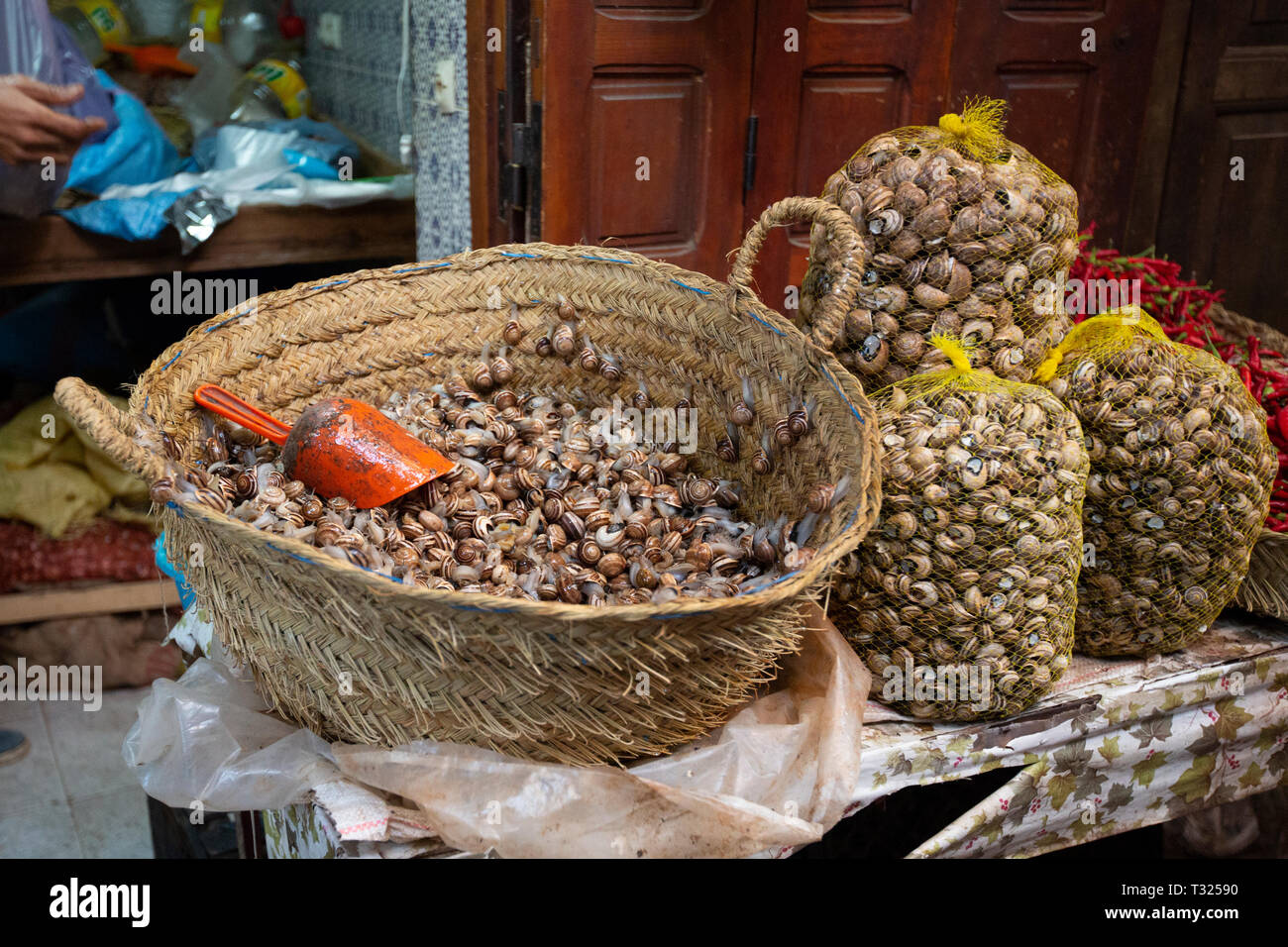 Selling Snails in Old Medina , Morocco Stock Photo - Alamy