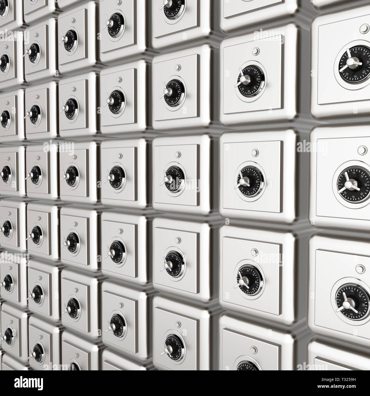 Many safes. 3d render Stock Photo - Alamy