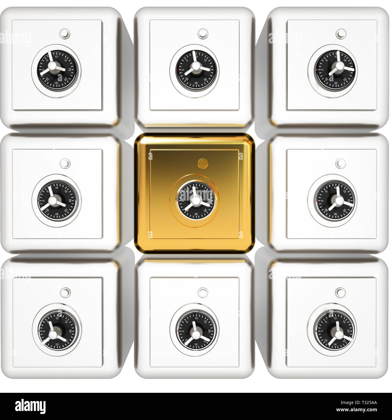 Many safes. 3d render Stock Photo - Alamy