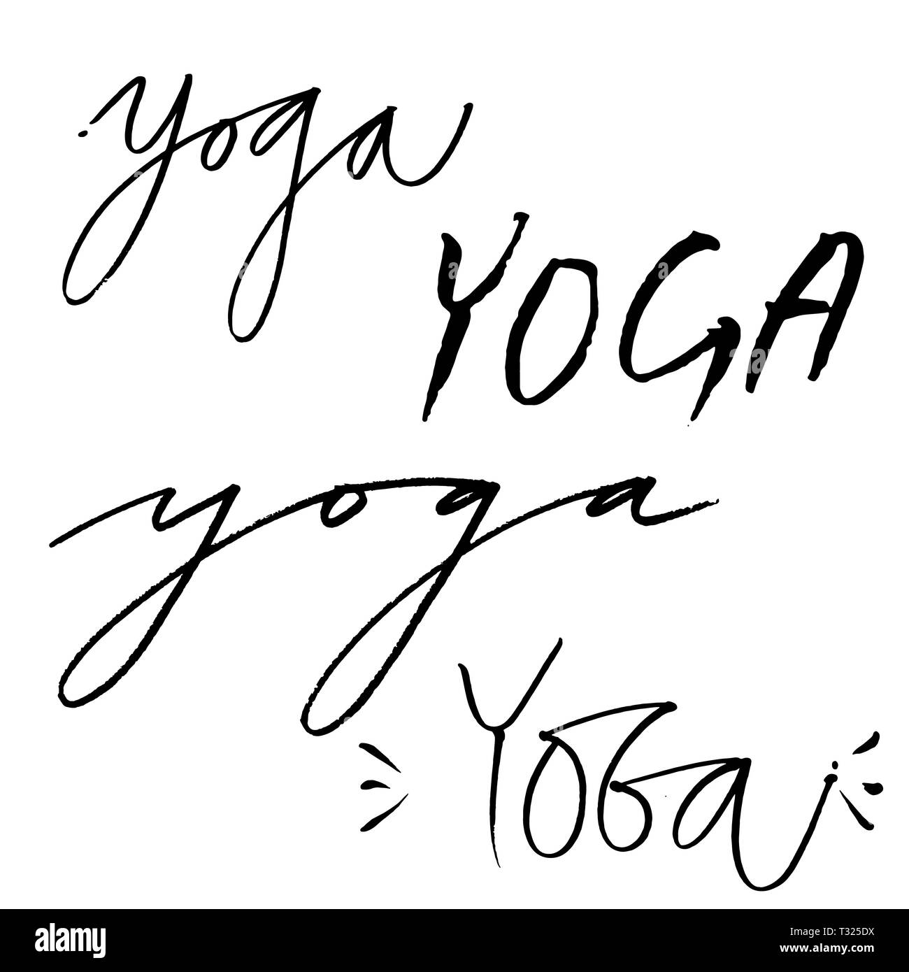 Hand lettering Yoga logo letters. Can be printed on greeting cards ...