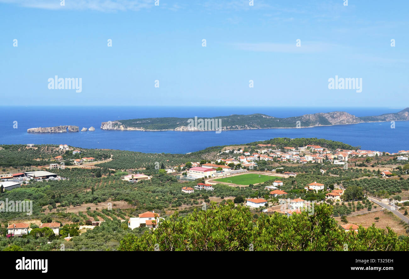 landscape of Navarino bay Messinia Peloponnese Greece Stock Photo - Alamy