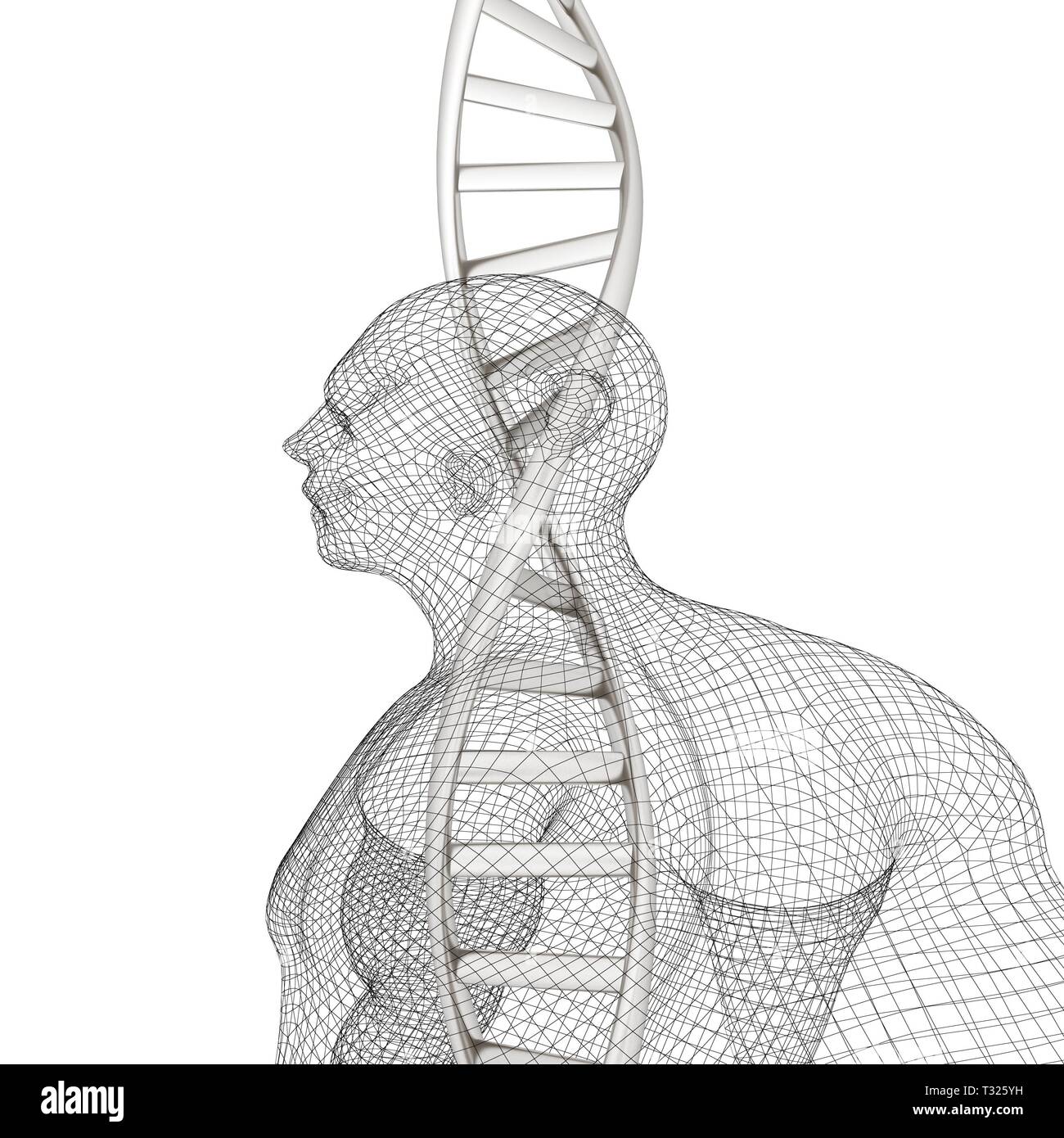 3D medical background with DNA strands and human. 3d render Stock Photo ...