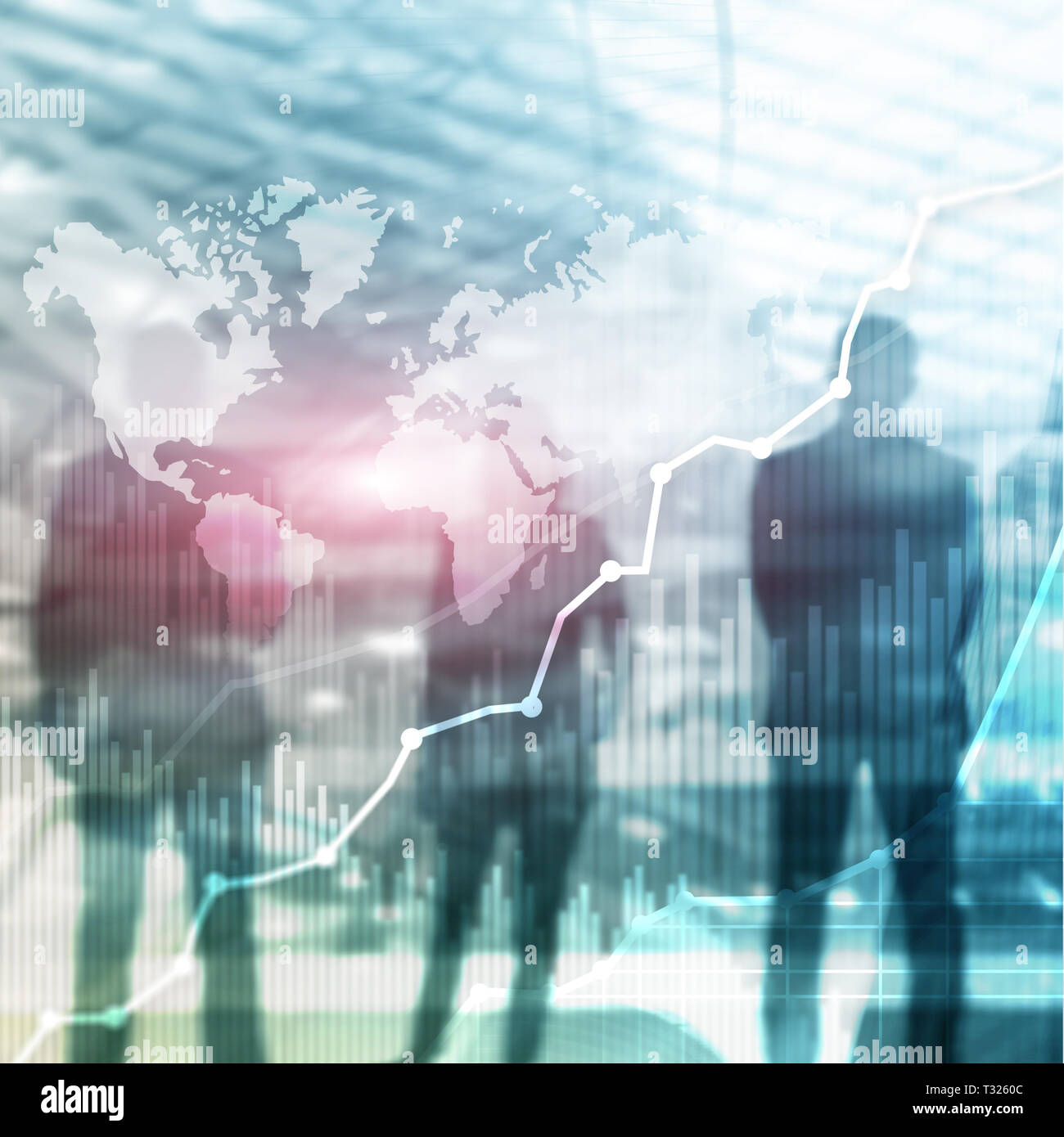 Business abstract background double exposure graph, chart and diagram ...