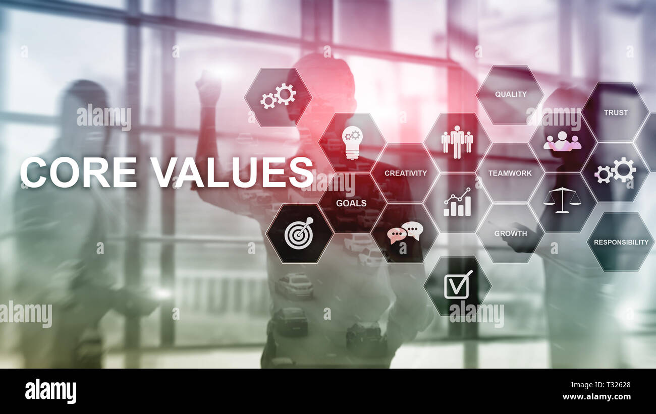 Core values concept on virtual screen. Business and finance solutions ...
