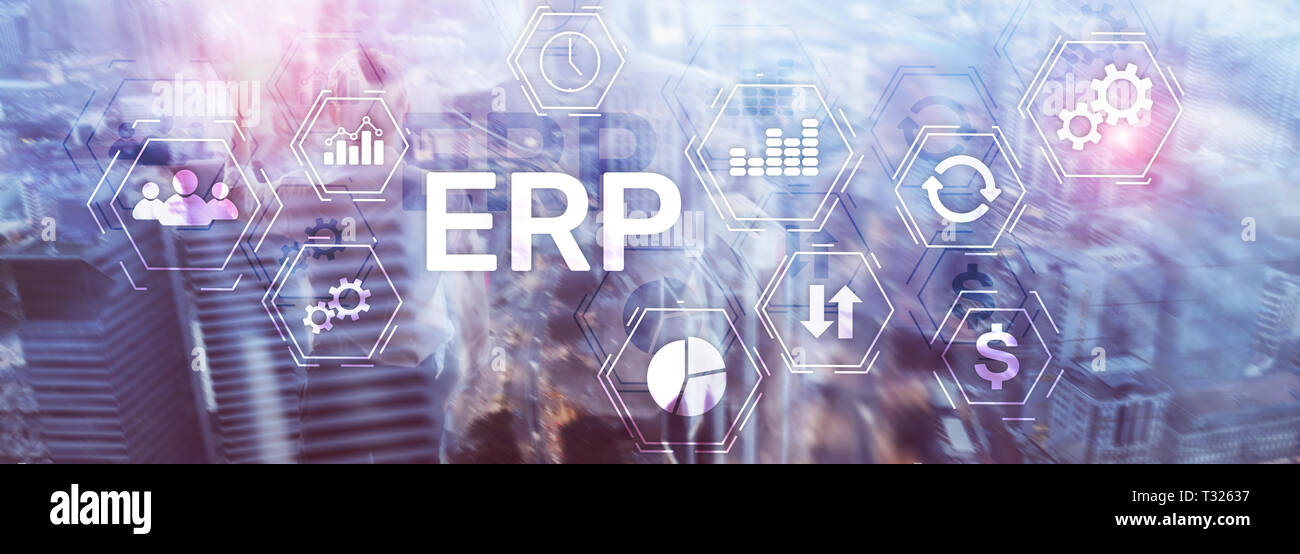 ERP system, Enterprise resource planning on blurred background ...