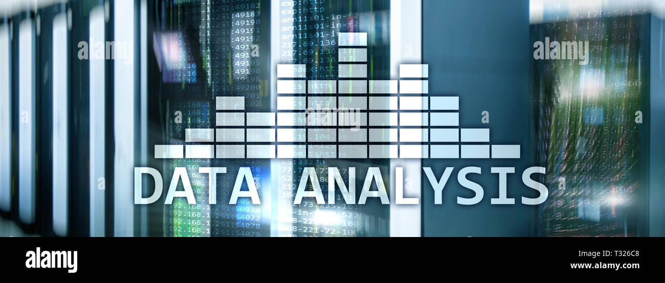 Big Data analysis text on server room background. Internet and modern ...