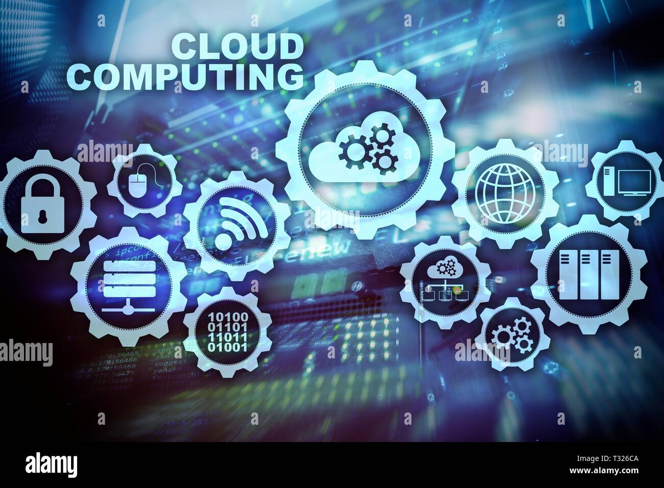 Cloud Computing, Technology Connectivity Concept on server room ...