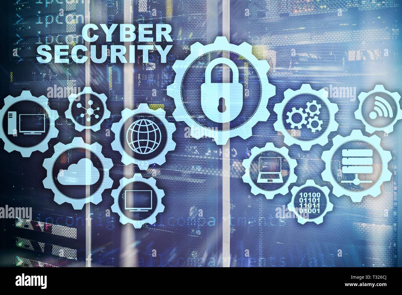 Cyber Security Network. Data Protection Privacy Concept on datacenter ...