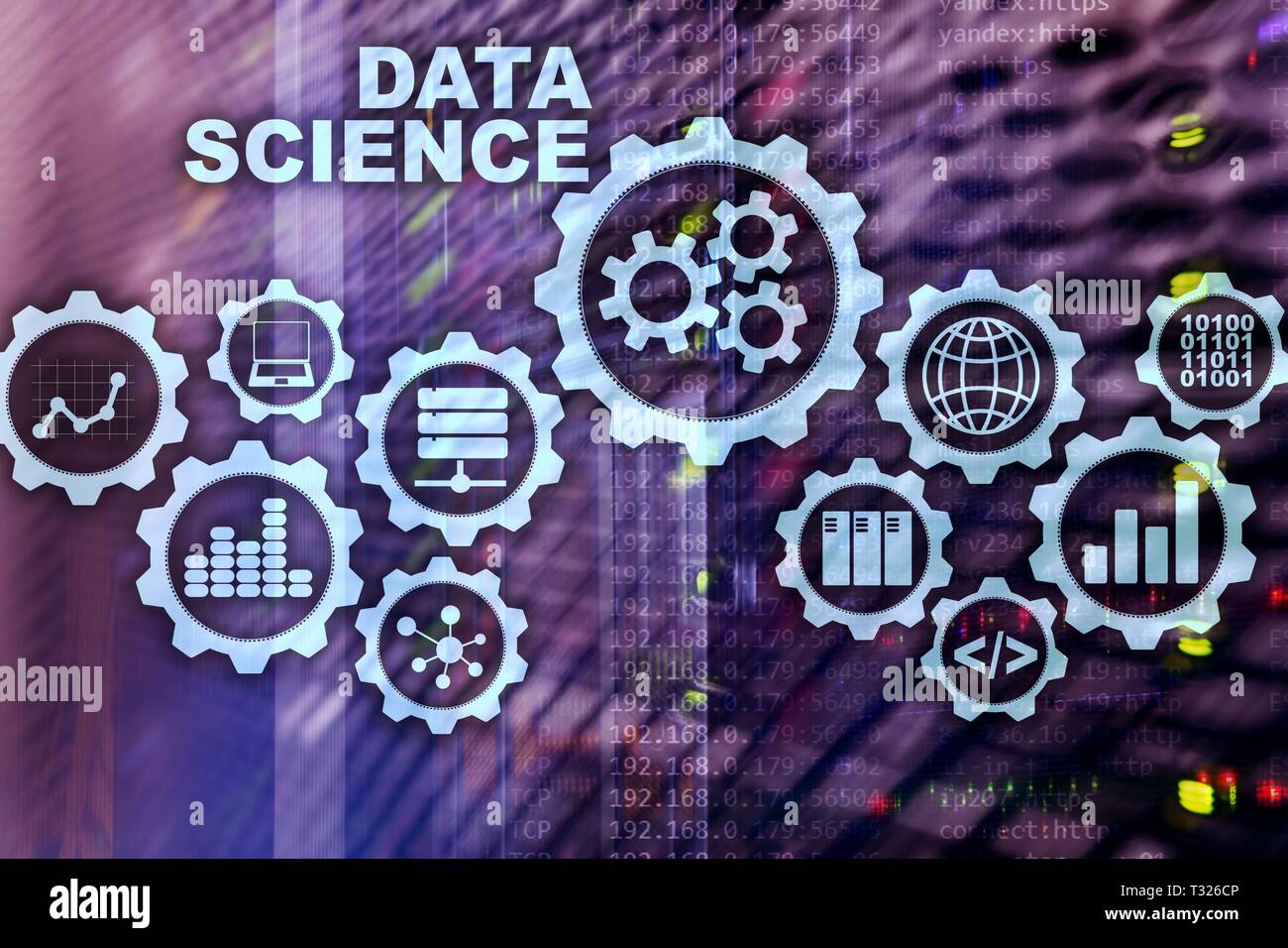 Data Science Artificial Intelligence Concept. Futuristic Supercomputer ...