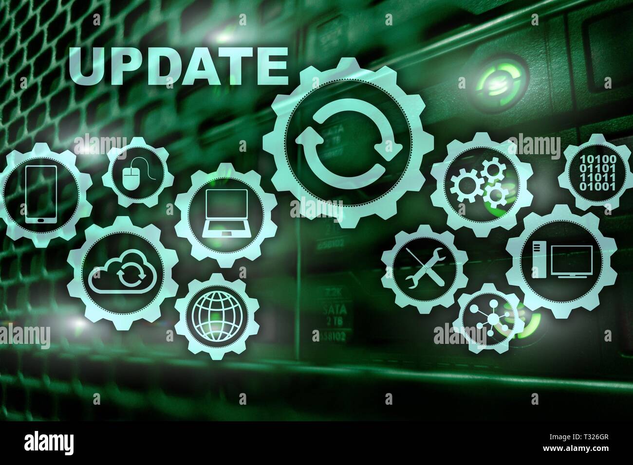 Update Software Computer on Virtual Screen Server Room Datacenter ...