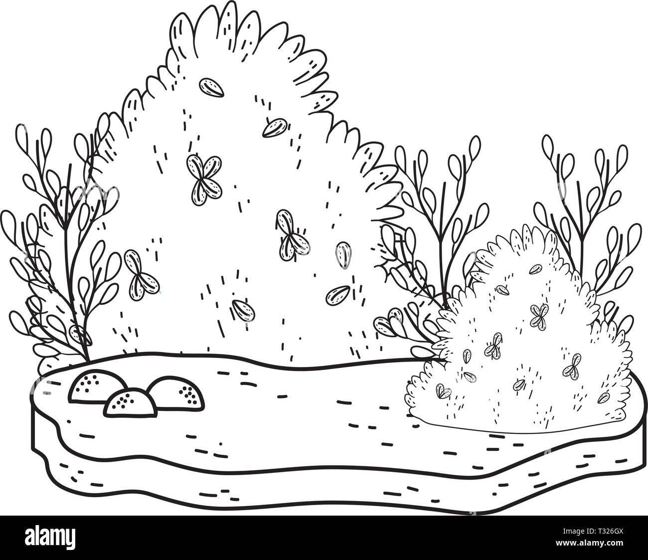 beautiful garden bush landscape scene vector illustration design Stock ...