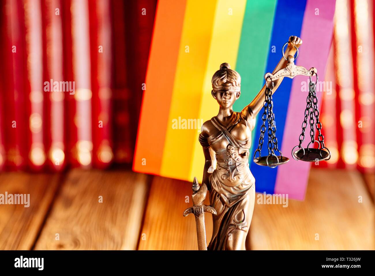 Statue of Justice - symbol of law and justice with lgbt flag. Lgbt ...