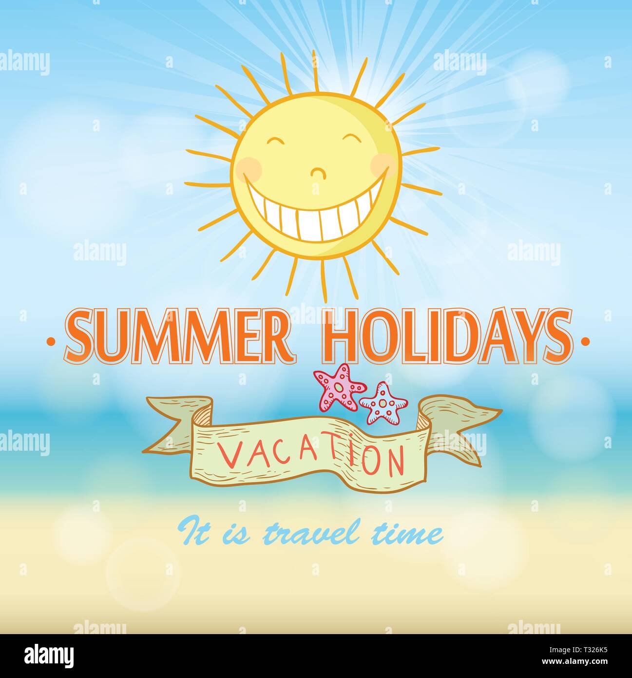 summer holidays. Poster on tropical beach background Stock Vector Image ...