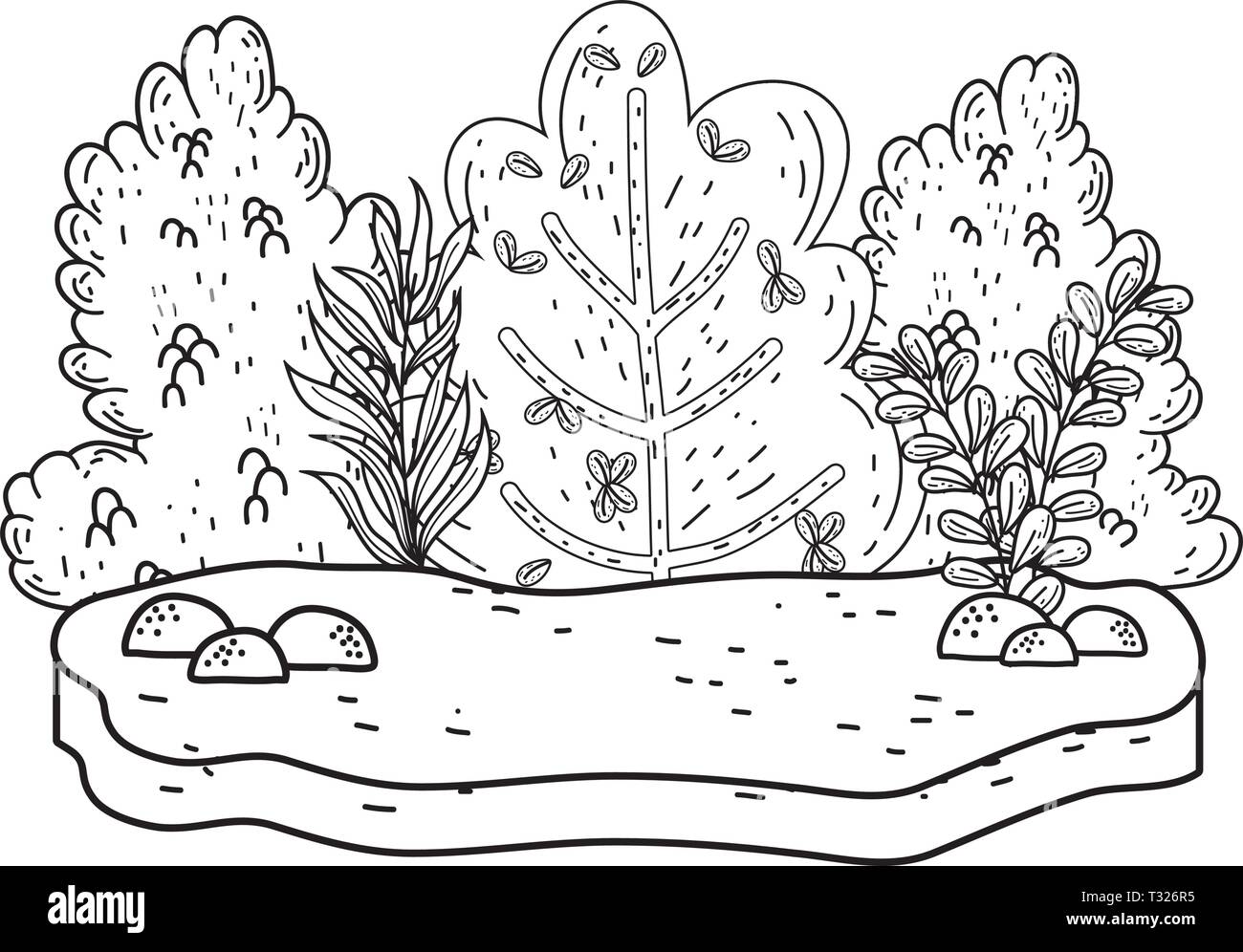beautiful garden bush landscape scene vector illustration design Stock ...