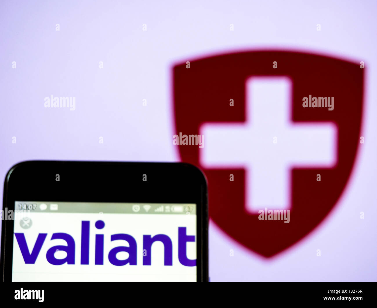 In this photo illustration a Valiant Bank logo seen displayed on a ...