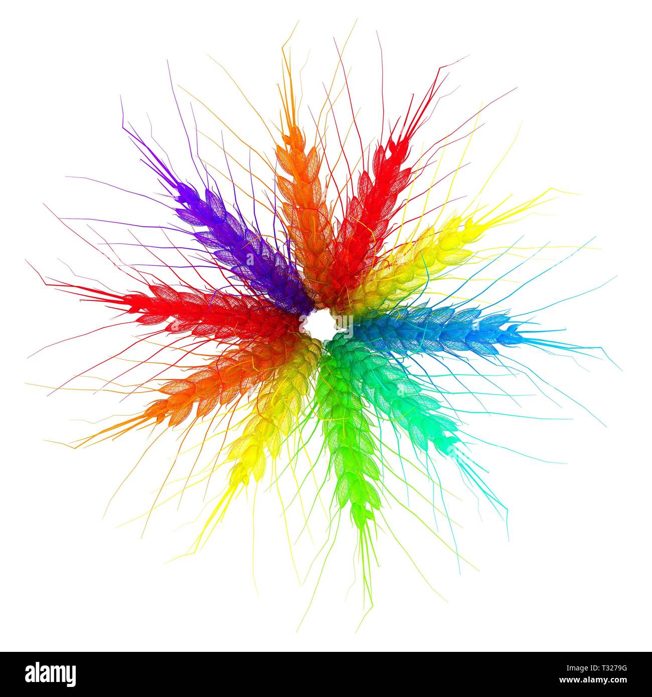Colorful spikelets design. Top view. 3d render Stock Photo - Alamy