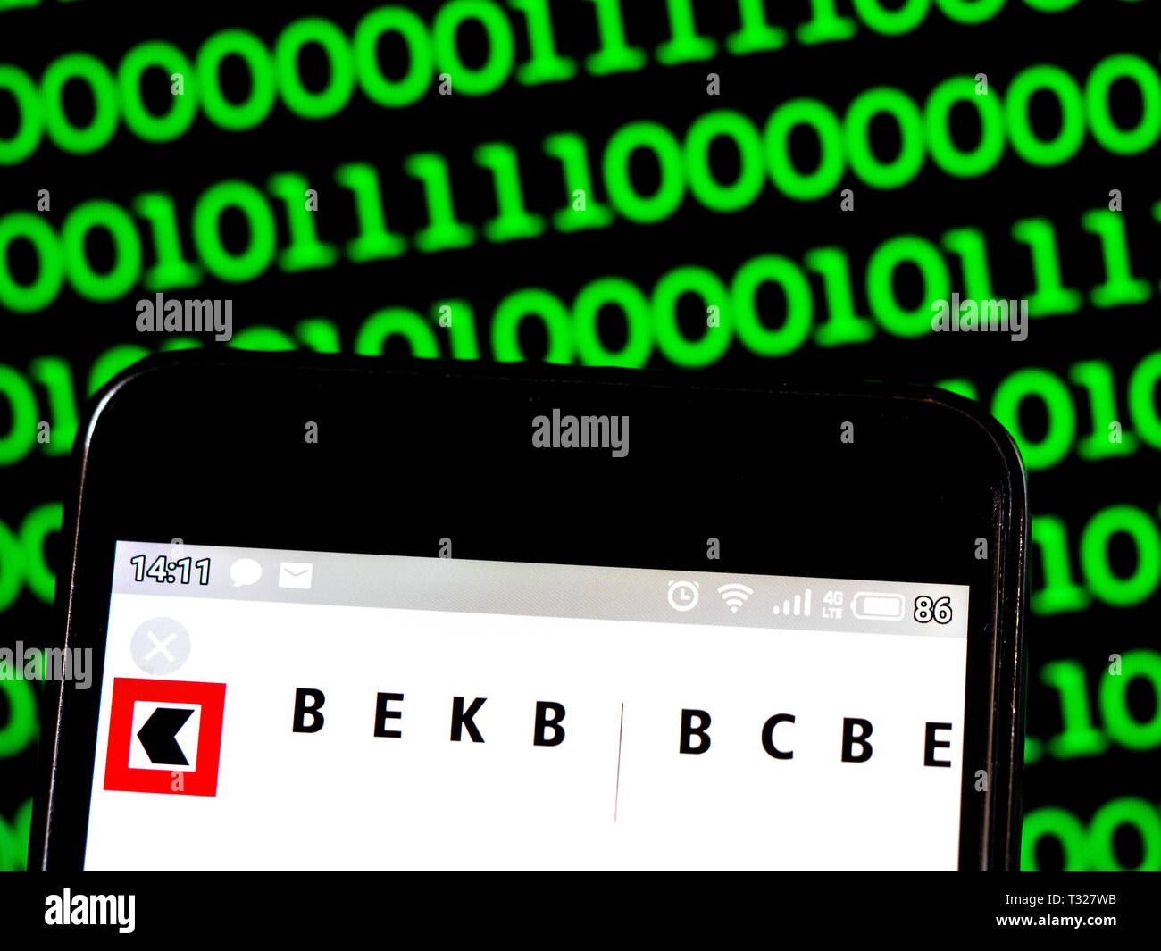 In this photo illustration a Berner Kantonalbank logo seen displayed on ...