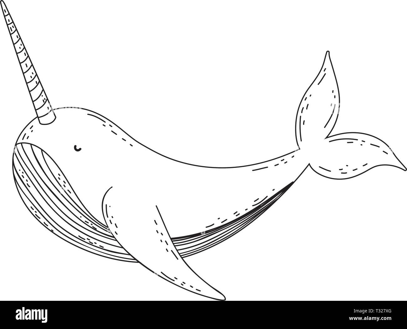 cute narval fairytale character vector illustration design Stock Vector ...