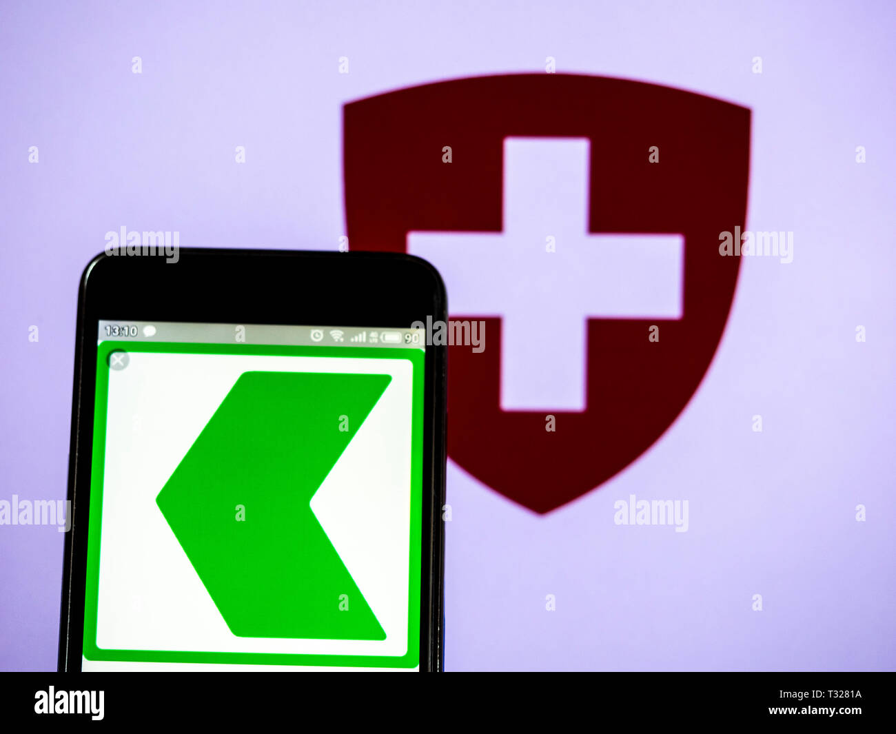 In this photo illustration a Banque Cantonale Vaudoise logo seen ...