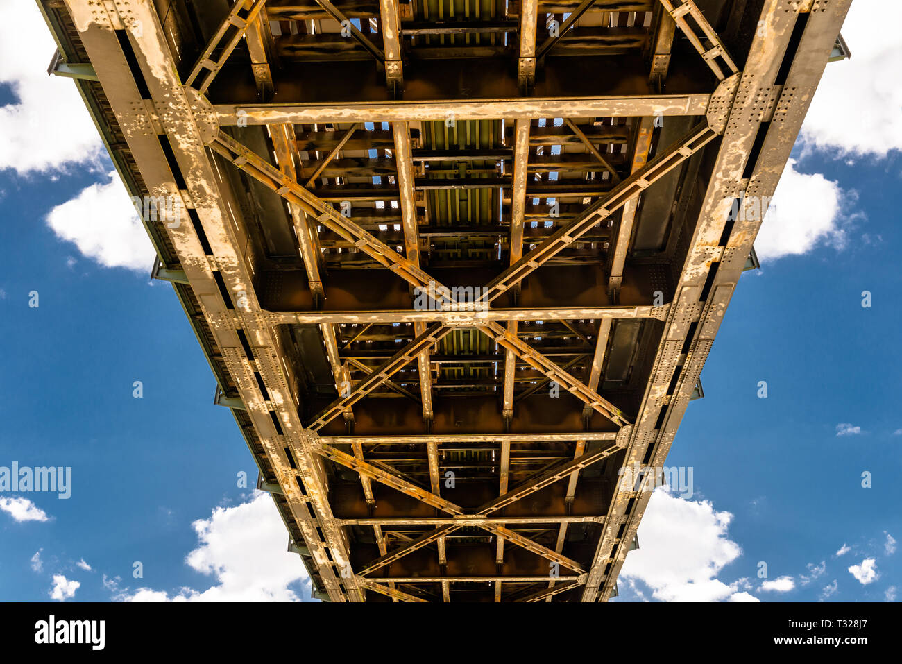 overpass, railroad, truss, viaduct, water, construction, track ...